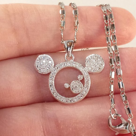 Jewelry | 18k White Gold Filled Mickey Mouse Diamond Zircon Pendant ...